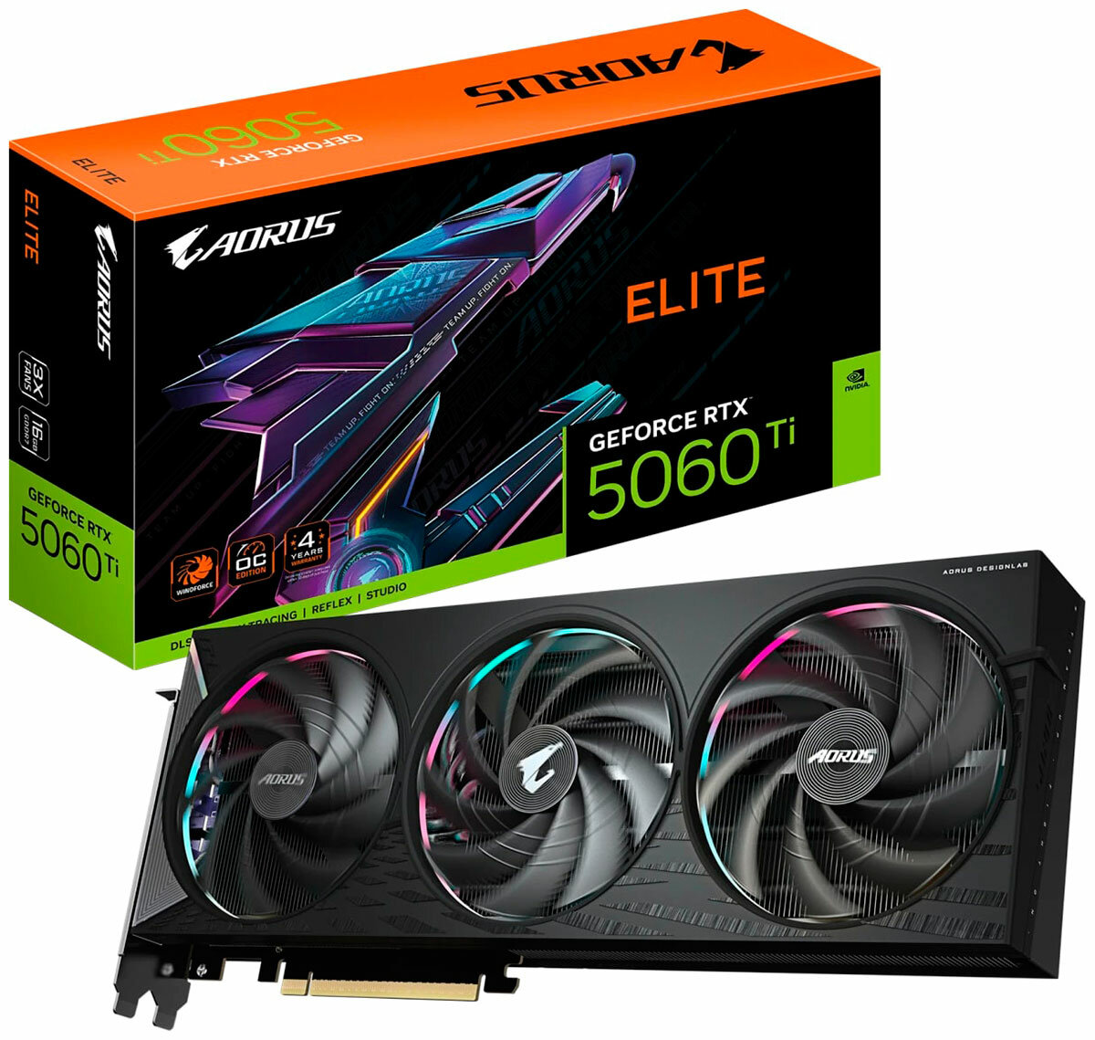 Видеокарта Gigabyte GeForce RTX 5060 Ti ELITE 16GB (GV-N506TAORUS E-16GD)