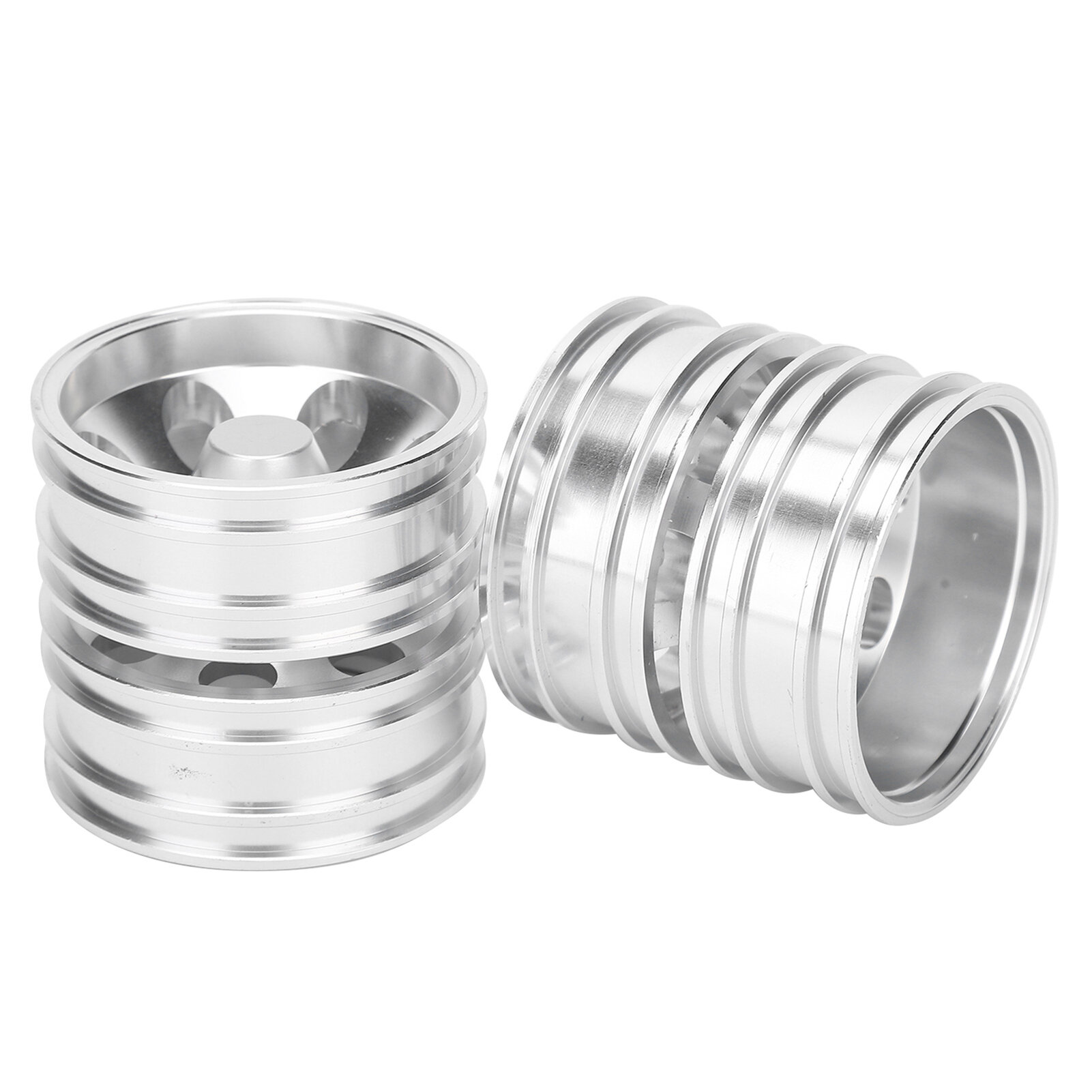 RC Trailer Front Wheels Rims Hubs with 7 Spokes Silver Aluminium Alloy Diameter 47 mm Front Width 20 mm Width 43 mm Hole Diameter 11 mm Hex Drive 12 mm for Tamiya 1/14 Tractor Truck 2 pcs