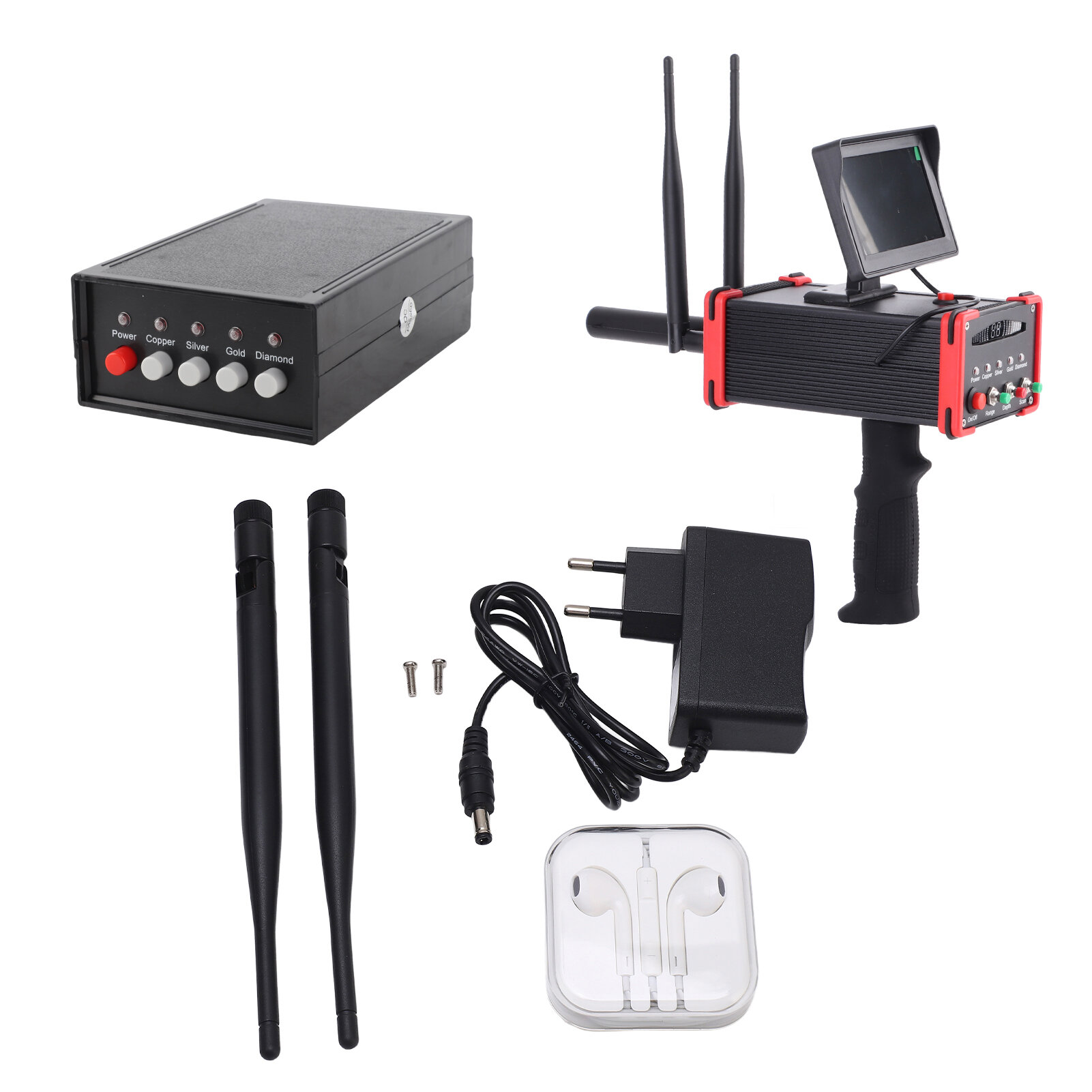 Подземный металлоискатель с экраном высокого разрешения, искатель сокровищ для золота, серебра и меди.