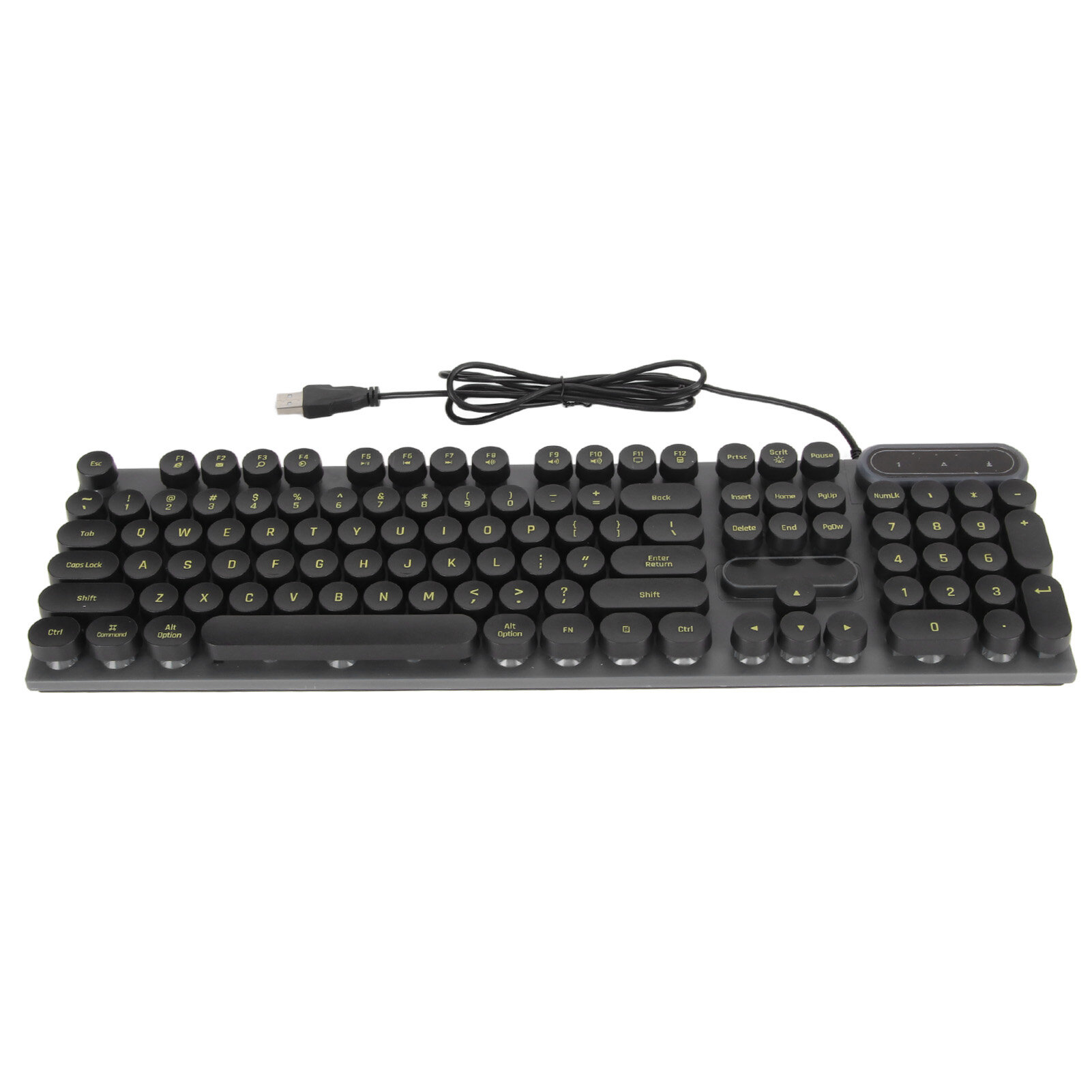 Игровая USB-клавиатура, круглая, 104 клавиши, дышащая, с подсветкой, эргономичная, водонепроницаемая, проводная клавиатура для настольного ноутбука, ПК, в стиле панк, черная