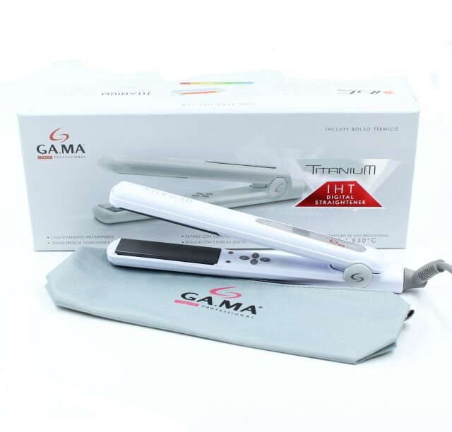Утюг для выпрямления волос "Ga.Ma", керамический, титановое покрытие, LCD дисплей, 24x90 мм