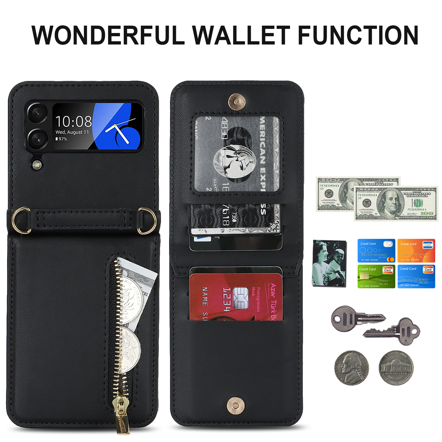 Подходит для Samsung Galaxy Z Flip3 / Самсунг Галакси Z Flip3 чехол для телефона, Складной All Inclusive молнии раскладушкa держатель раскладушка, Z Flip3, подставка, soft touch,360° Полная защита,