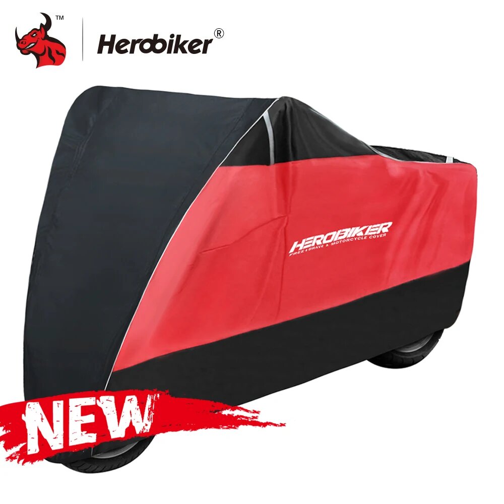 HEROBIKER чехол для мотоцикла, солнцезащитный крем от дождя, пылезащитный, водонепроницаемый, дождевик, УФ-чехол для скутера, велосипеда, пылезащитный чехол от дождя, черный XL for 2001mm-2100mm, MCZ002 Red