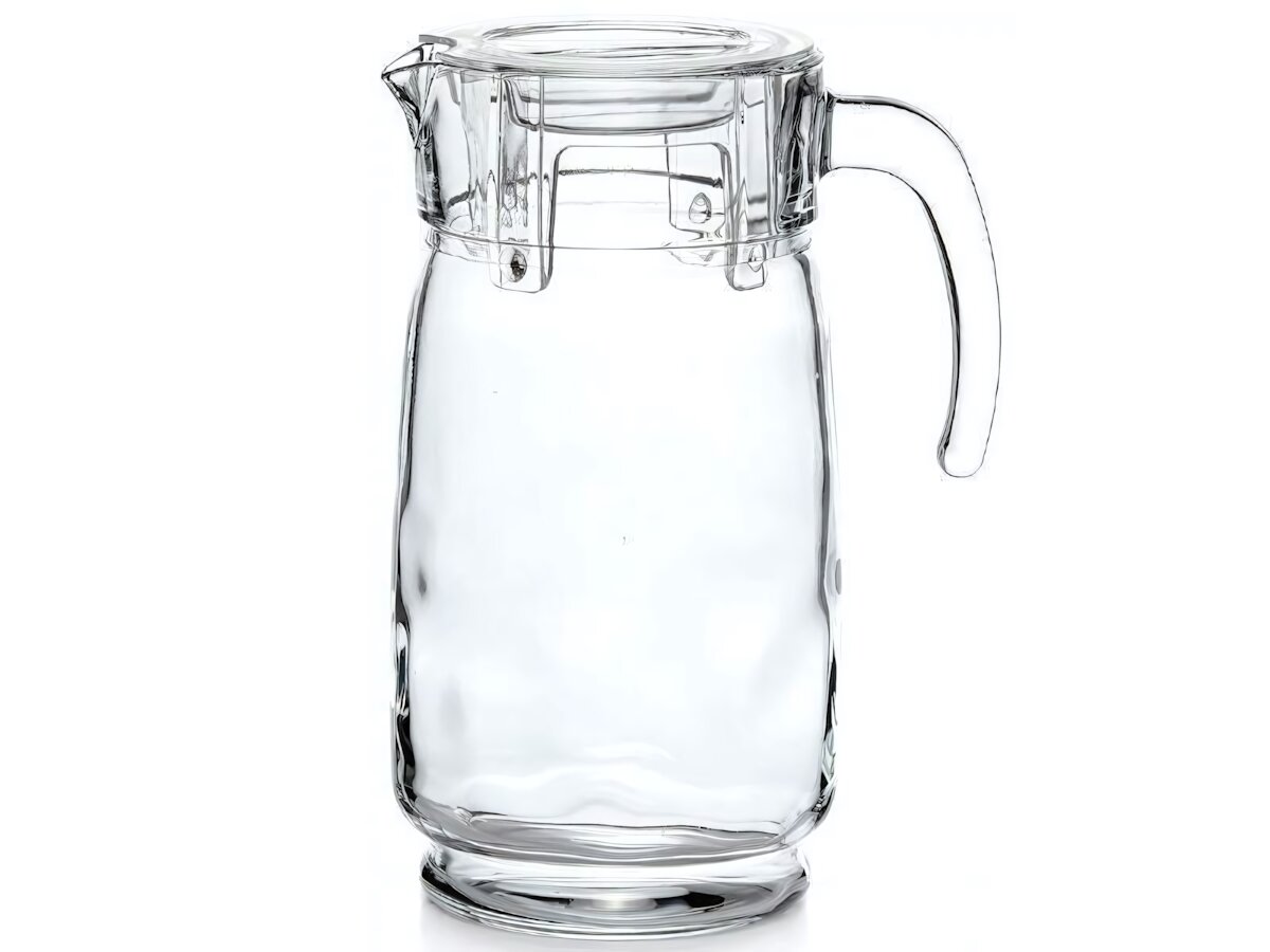 Кувшин стеклянный 1,65л "Aquatic", прозрачная крышка, стильный дизайн, HoReCa