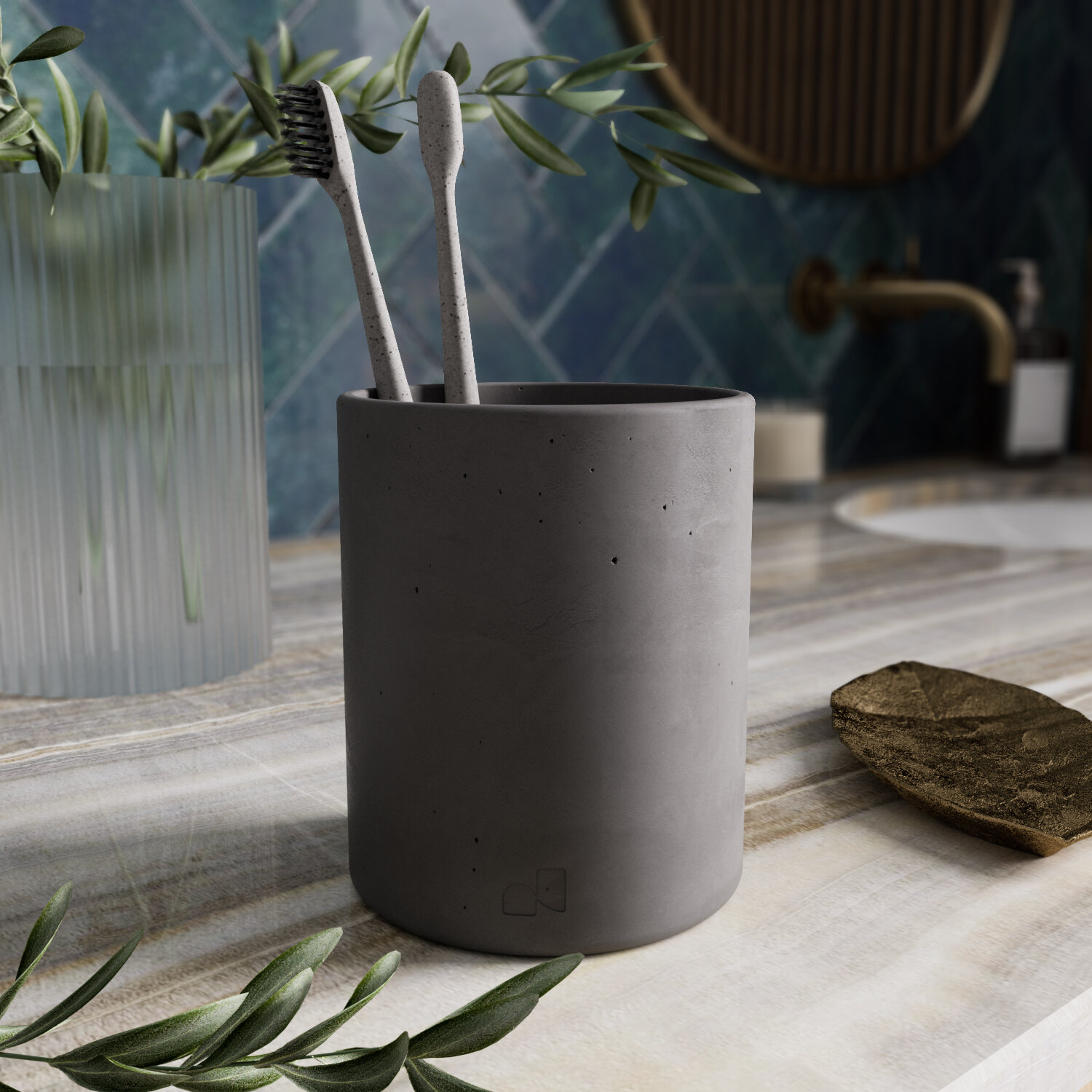 Органайзер для ванной комнаты, стакан для зубных щеток, держатель кисточек и расчесок Bordeaux темно-серый матовый.