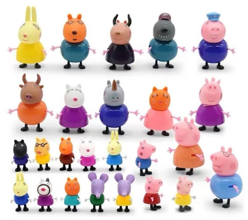 Семейка Свинка Пеппа, Набор кукол Свинка Пеппа, 25шт, Детские игрушки