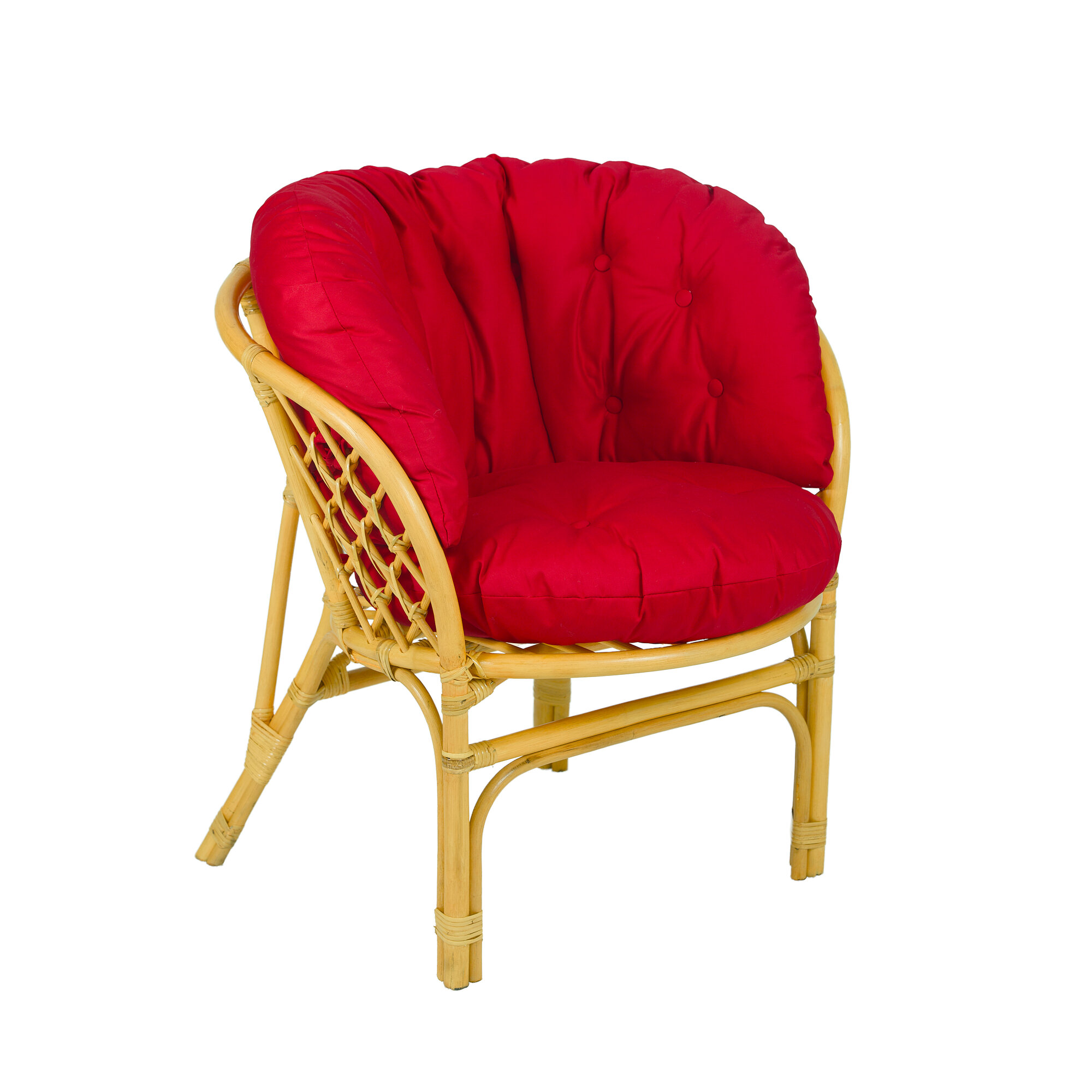 Кресло из натурального ротанга с большой красной подушкой Багама, цвет мед