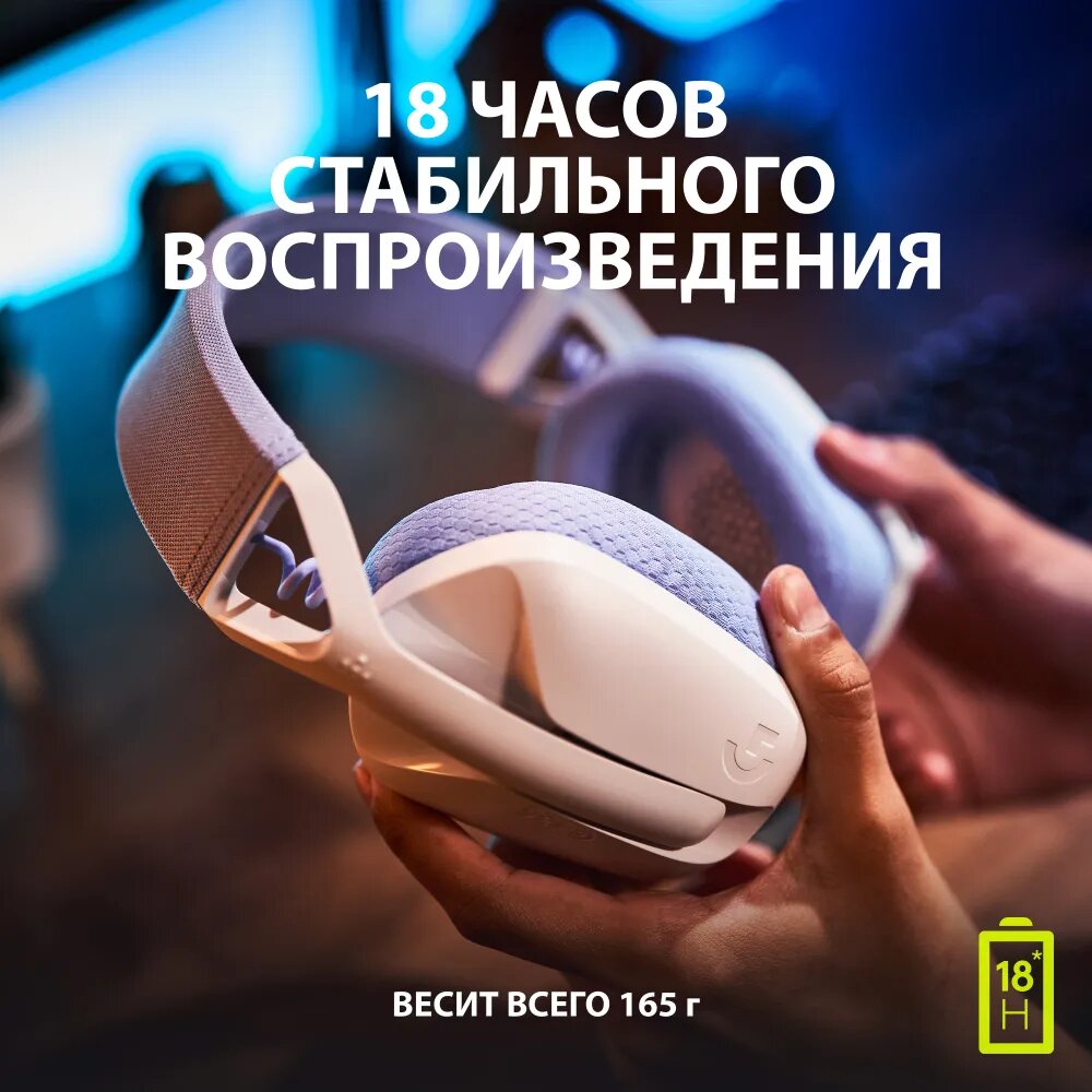Игровая гарнитура Logitech G435 LIGHTSPEED, Bluetooth 5.0, RGB-подсветка, белый