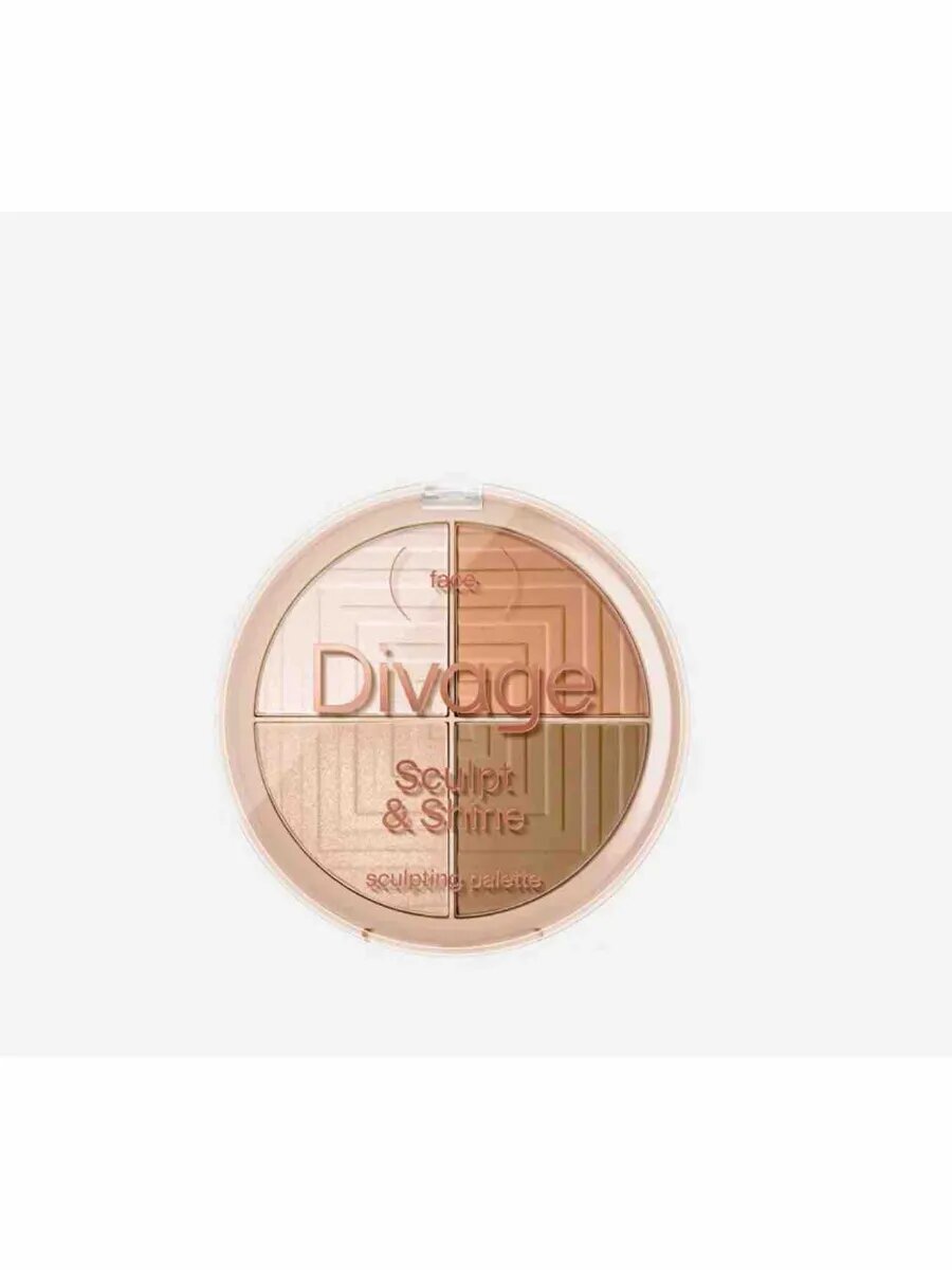 Палетка для лица "Sculpt&Shine" Divage, многофункциональная, 4 продукта