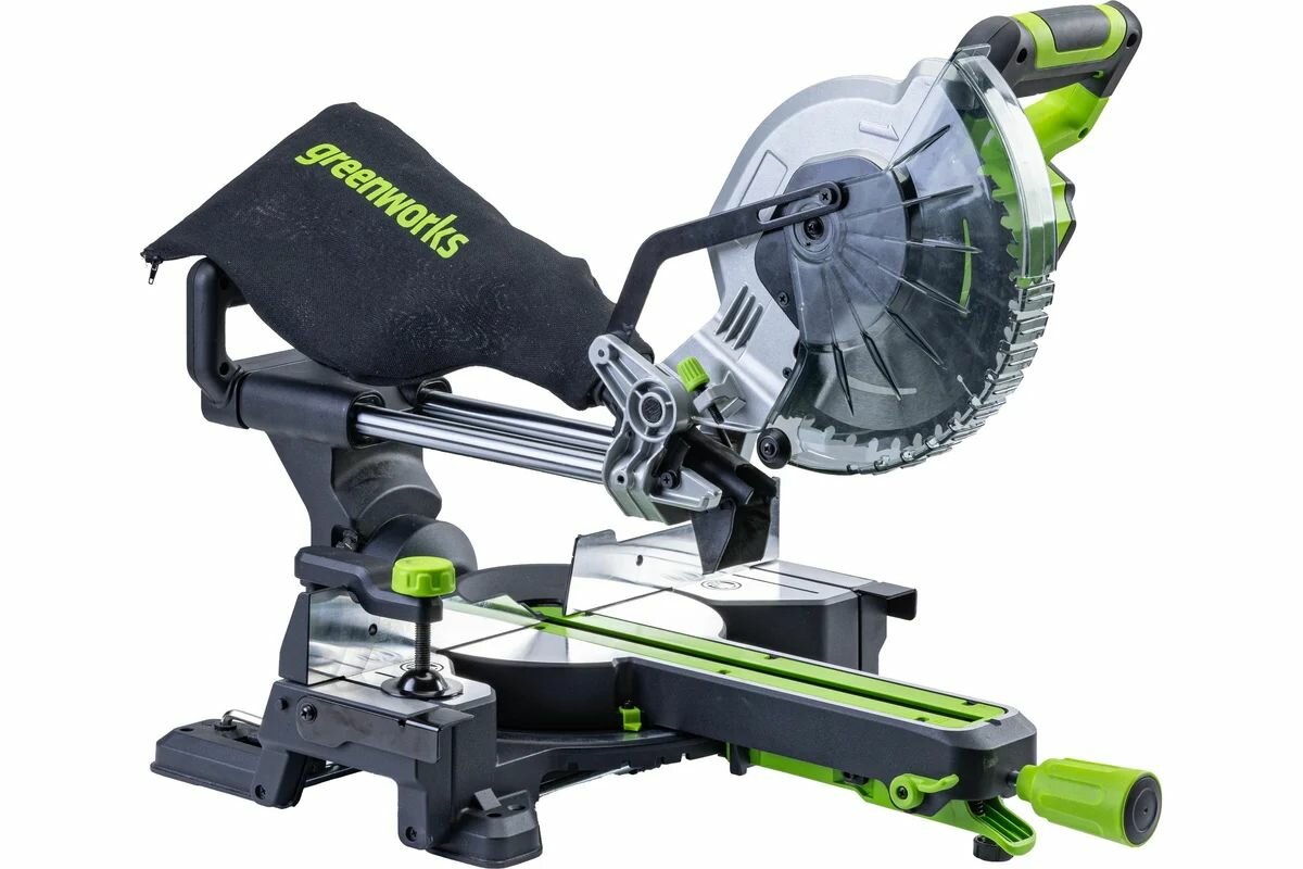 Торцовочная пила аккумуляторная GreenWorks GD24MS216, 24В, б/щет, 4800 об/мин, 216x30 мм, рез 65х310 мм, протяжка, без АКБ и ЗУ 1501707