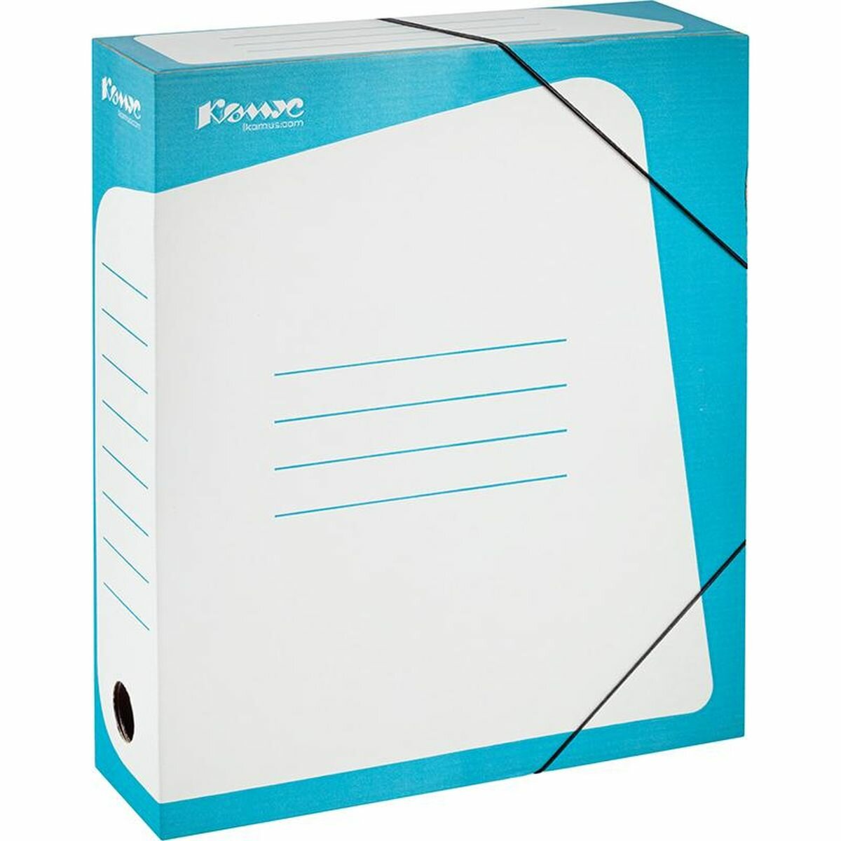 Короб архивный Комус (75мм, гофрокартон) бирюзовый корешок (169229), 50шт.