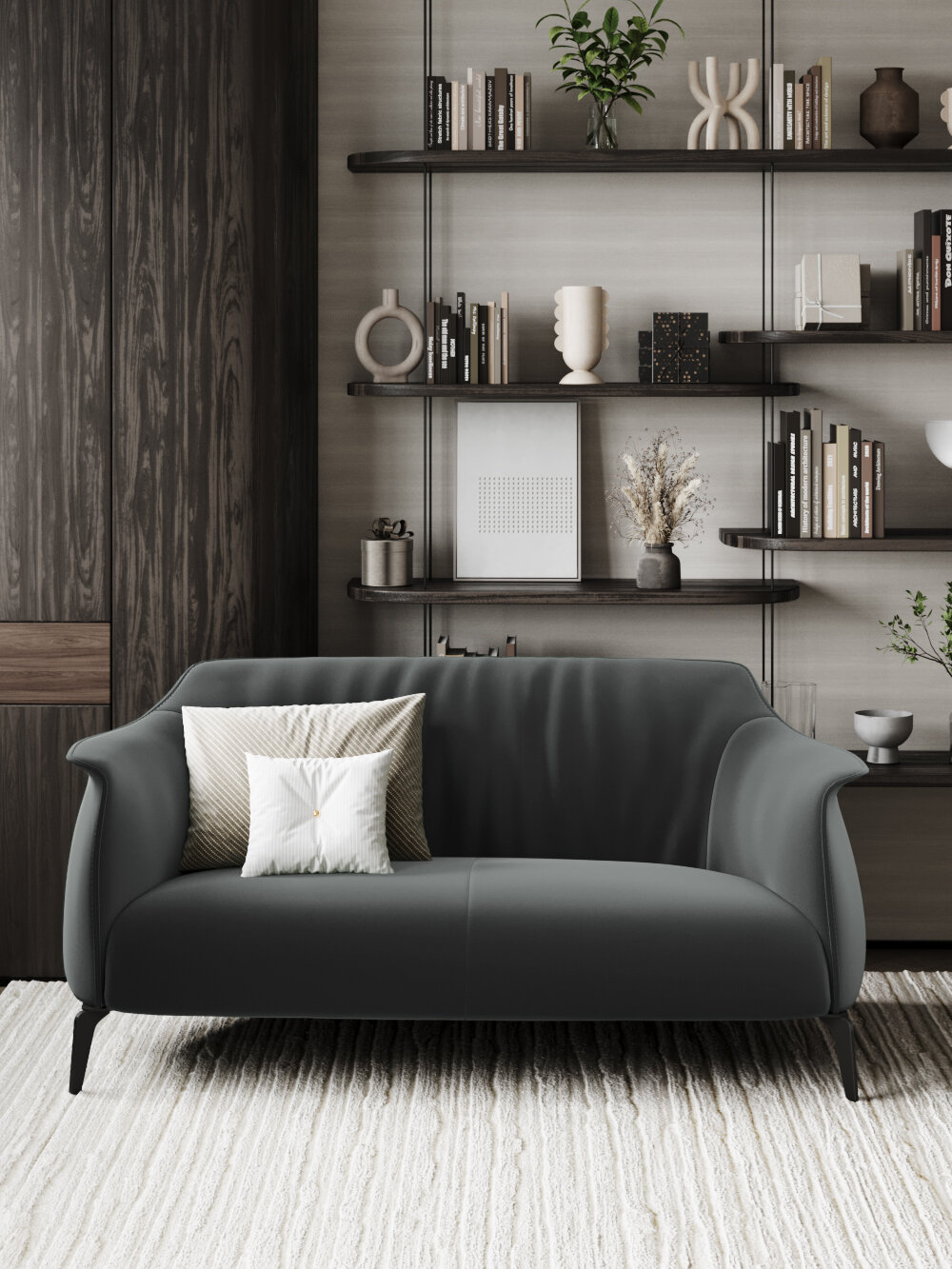 Диван дизайнерский BELLO, велюр цвет dream графит 160х 73 х 79 см