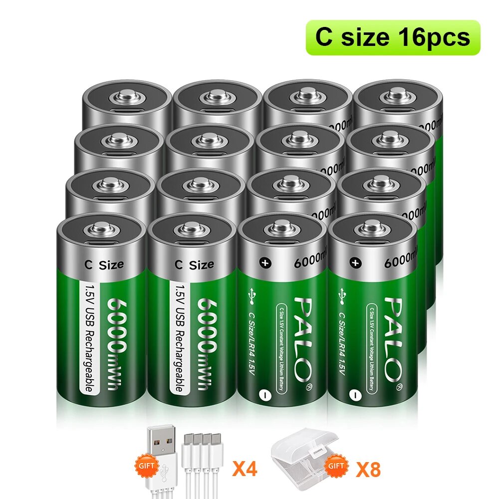 PALO Перезаряжаемая батарея тип C 6000 мВтч 16PCS Battery