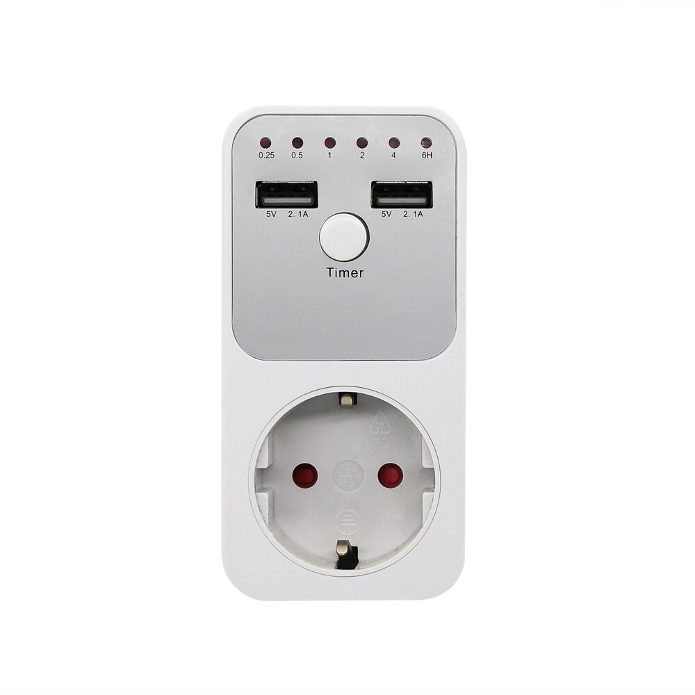 Многофункциональный защитный таймер с интеллектуальным таймером обратного отсчета и розеткой, с 2 USB-портами и таймером для бытовой электротехники.
