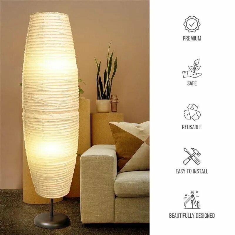 Светильник напольный IKEA SOLLEFTEÅ, 140х30 см, светодиодный, 2 лампы в комплекте