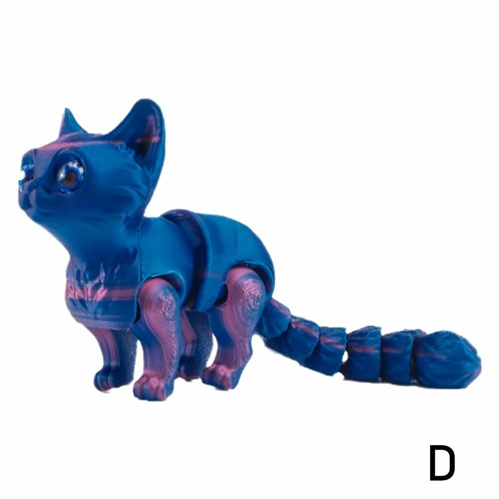 Игрушечная скульптура котенка с подвижным хвостом, напечатанная на 3D-принтере