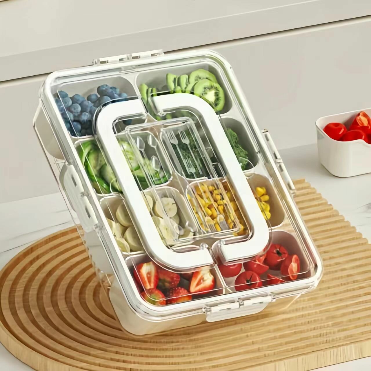 Контейнер, DAENERO, органайзер с разделителями, с крышкой, для холодильника, прочный