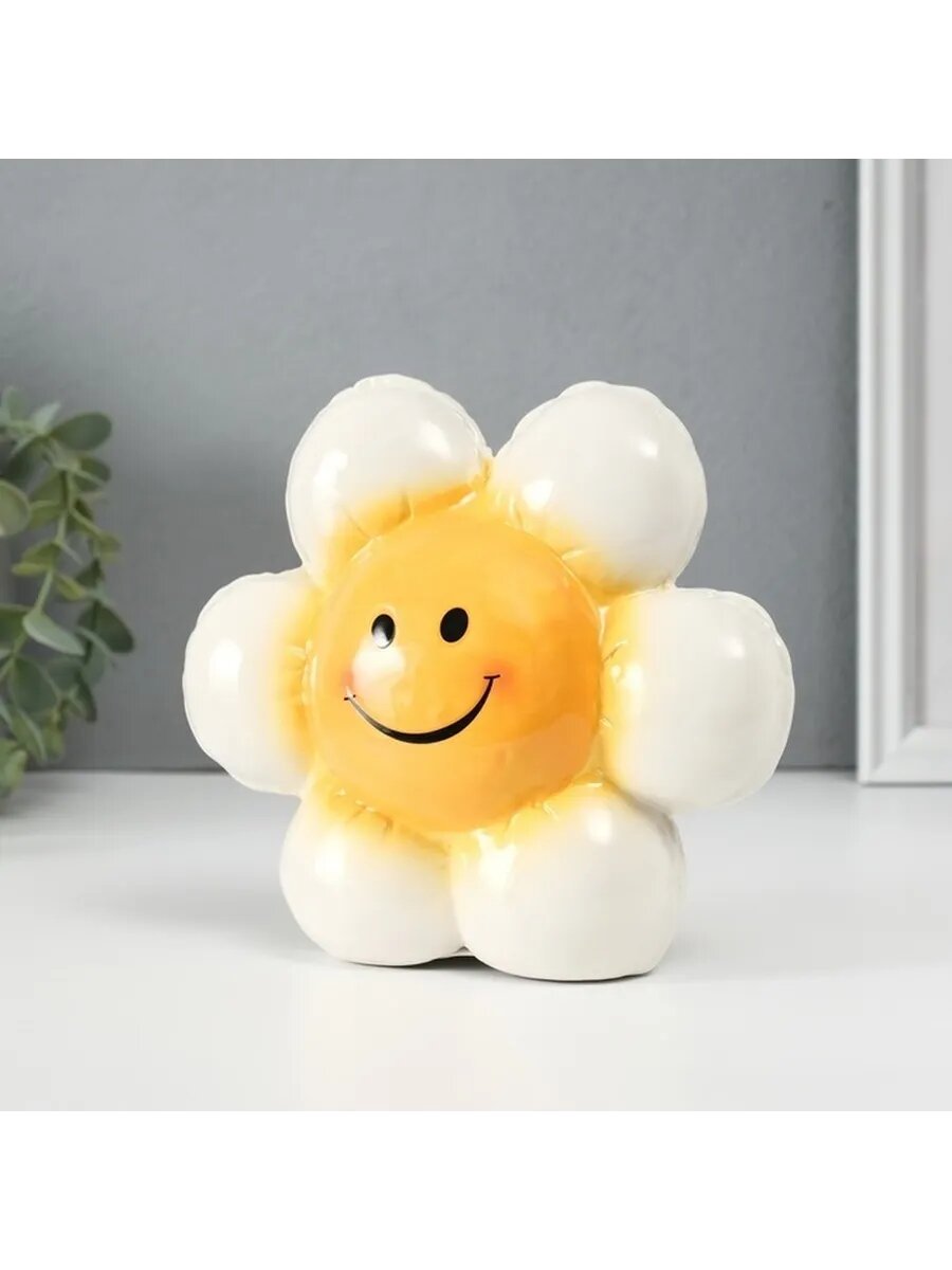 Керамическая копилка с ромашкой для сбережений