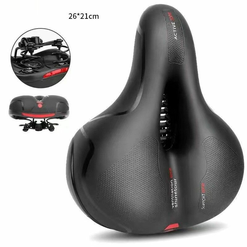Седло Meilong, для велосипеда, широкое, мягкое, с проветриванием красное