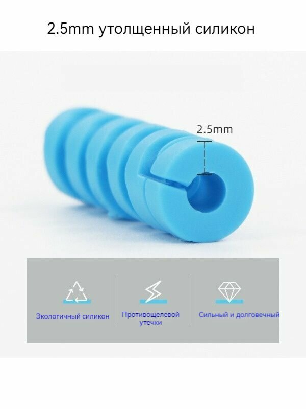 Защита провода зарядки от излома комплект пружинок , Серый,10 шт.