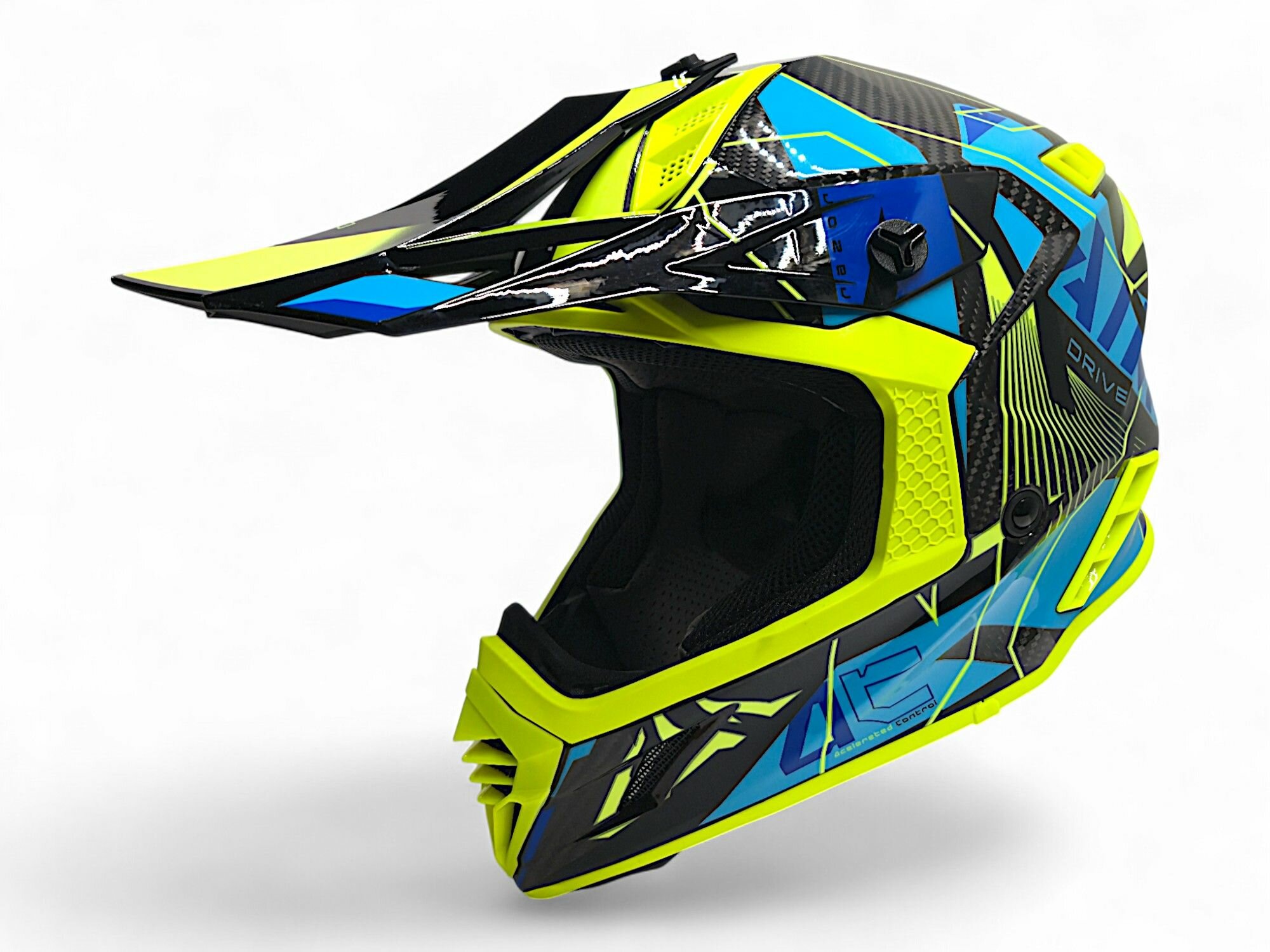 Мотошлем Кроссовый Взрослый AiM RH855 Carbon RAZOR Yellow/Blue, L