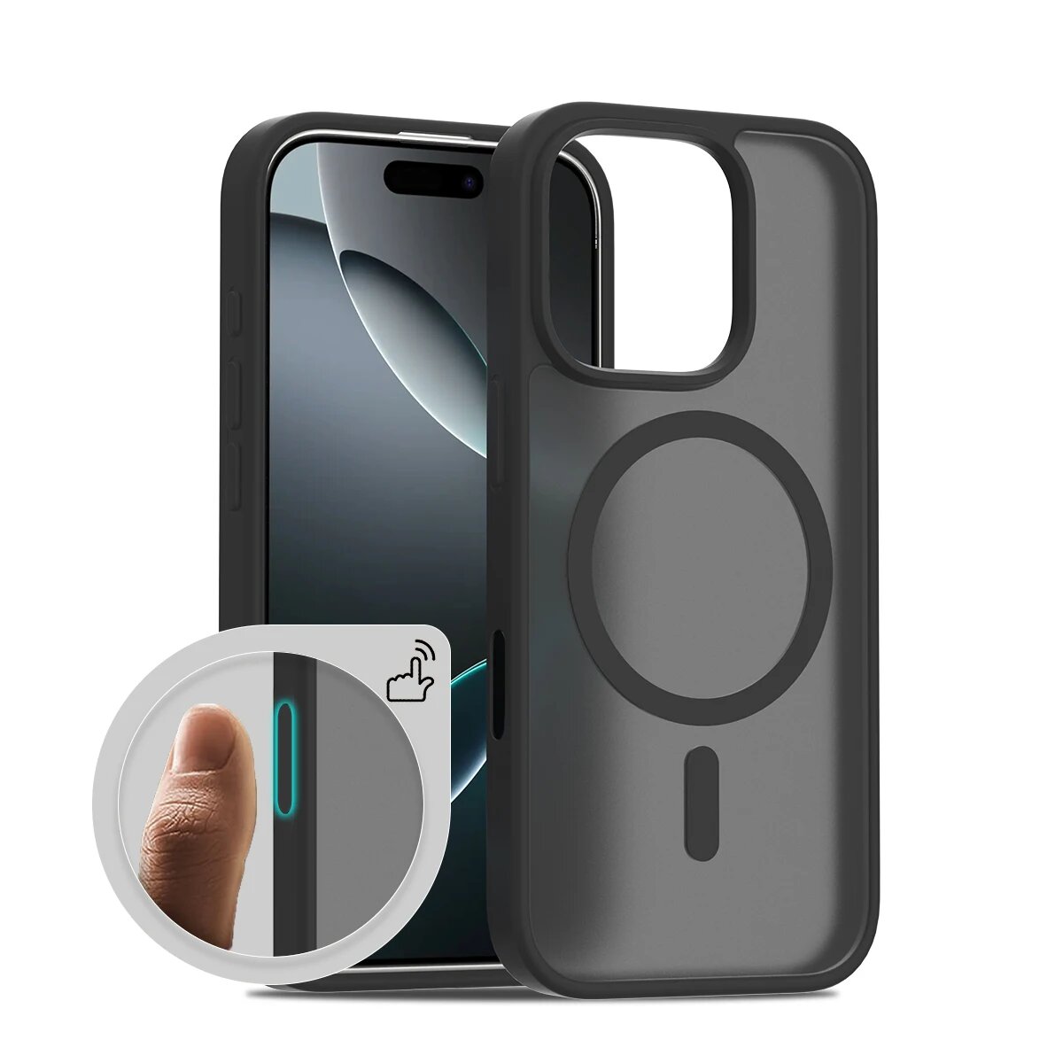 Чехол для кнопки управления камерой и съемкой для Magsafe Mag Safe iPhone 16 Pro Max Plus 17 Air 17Pro 16Pro 16Plus, матовый черный чехол для телефона