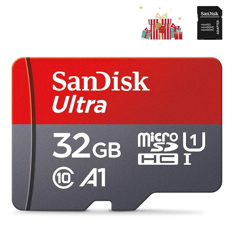 Карта памяти Sandisk Ultra Micro SD 256 ГБ, 128 ГБ, 64 ГБ, 32 ГБ A1, флеш-карта SD TF 32/64/128 ГБ для телефона, ПК + SD-адаптер