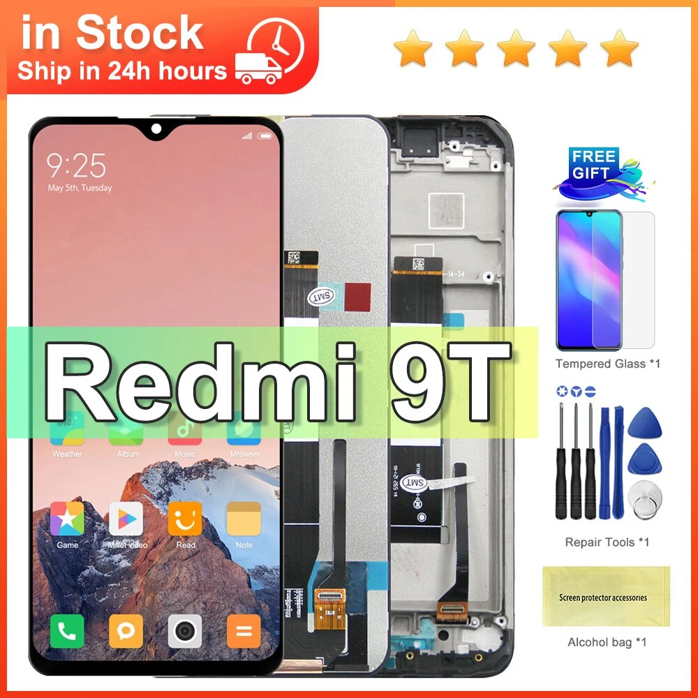 Замена 6,53-дюймового ЖК-дисплея Для Xiaomi Redmi 9T С Цифровым Сенсорным Original With Frame