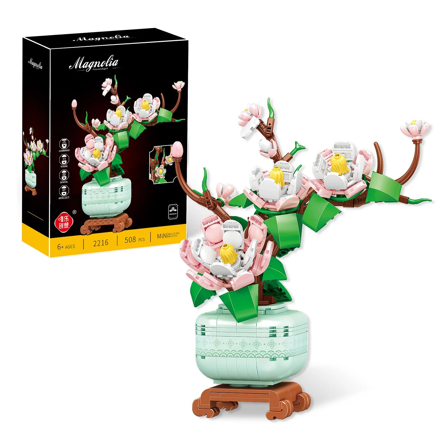MINISO Magnolia, набор блоков, изумрудный, 2216