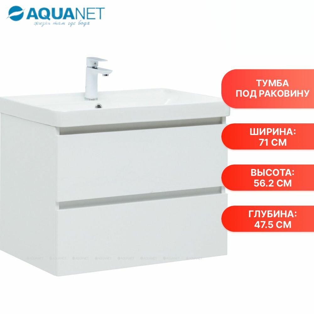Тумба под раковину Aquanet Вега 70 (2 ящика) (00308335)