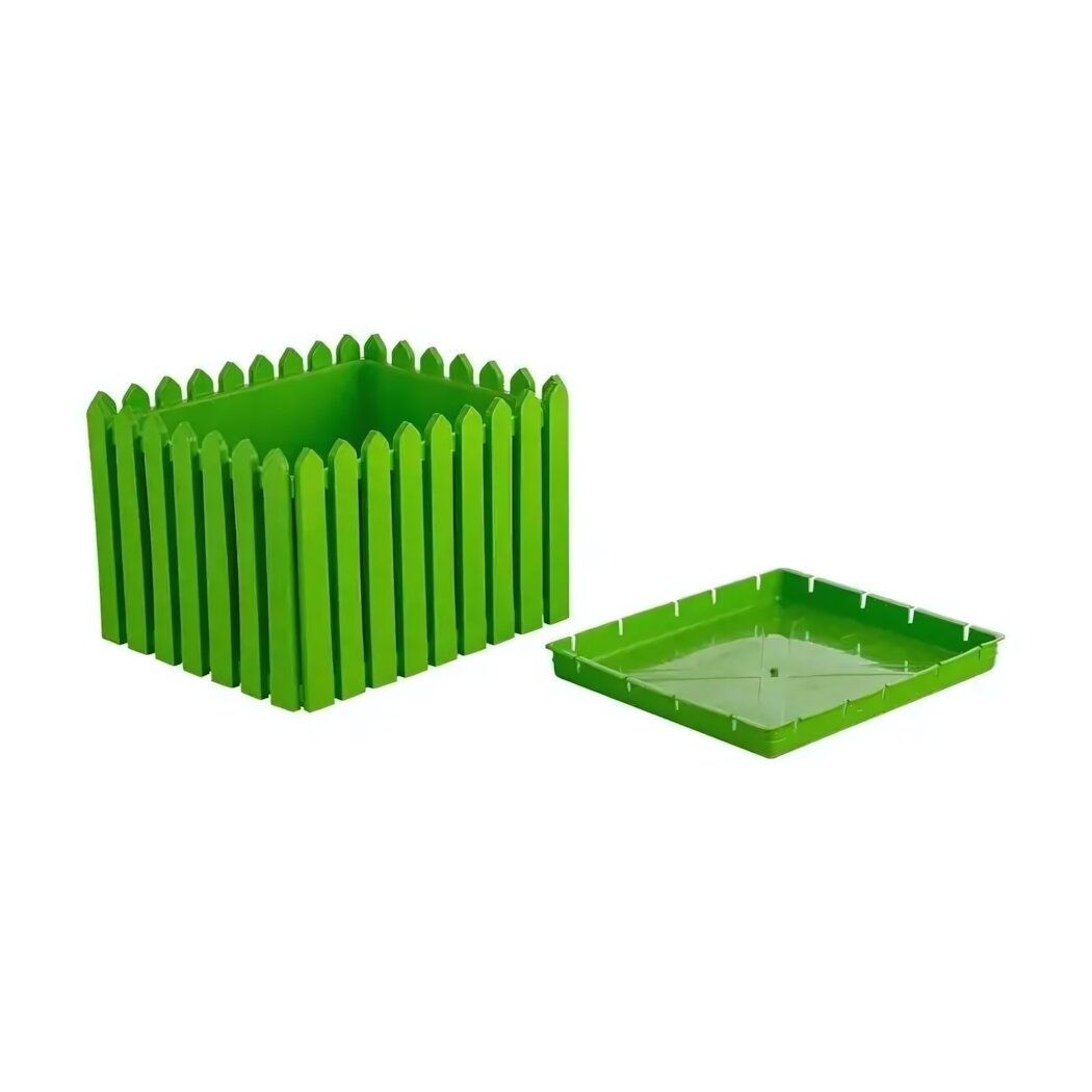 Кашпо квадратное "Лардо" с поддоном, пластик, цвет салатовый, 42.6х30 см