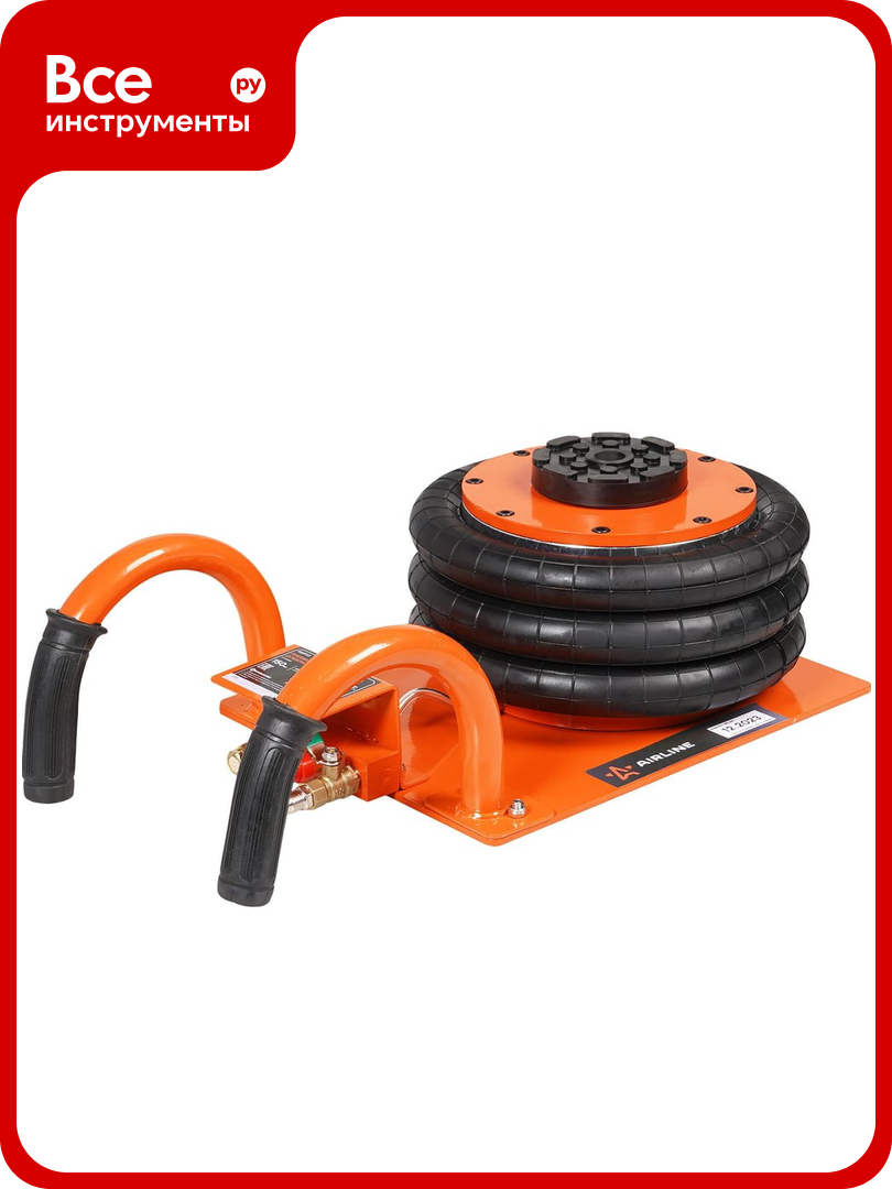 Пневматический подкатной домкрат Airline 3 т, 3 секции, короткая ручка (MIN - 150 мм, MAX - 400 мм) ABJF03, резиновый