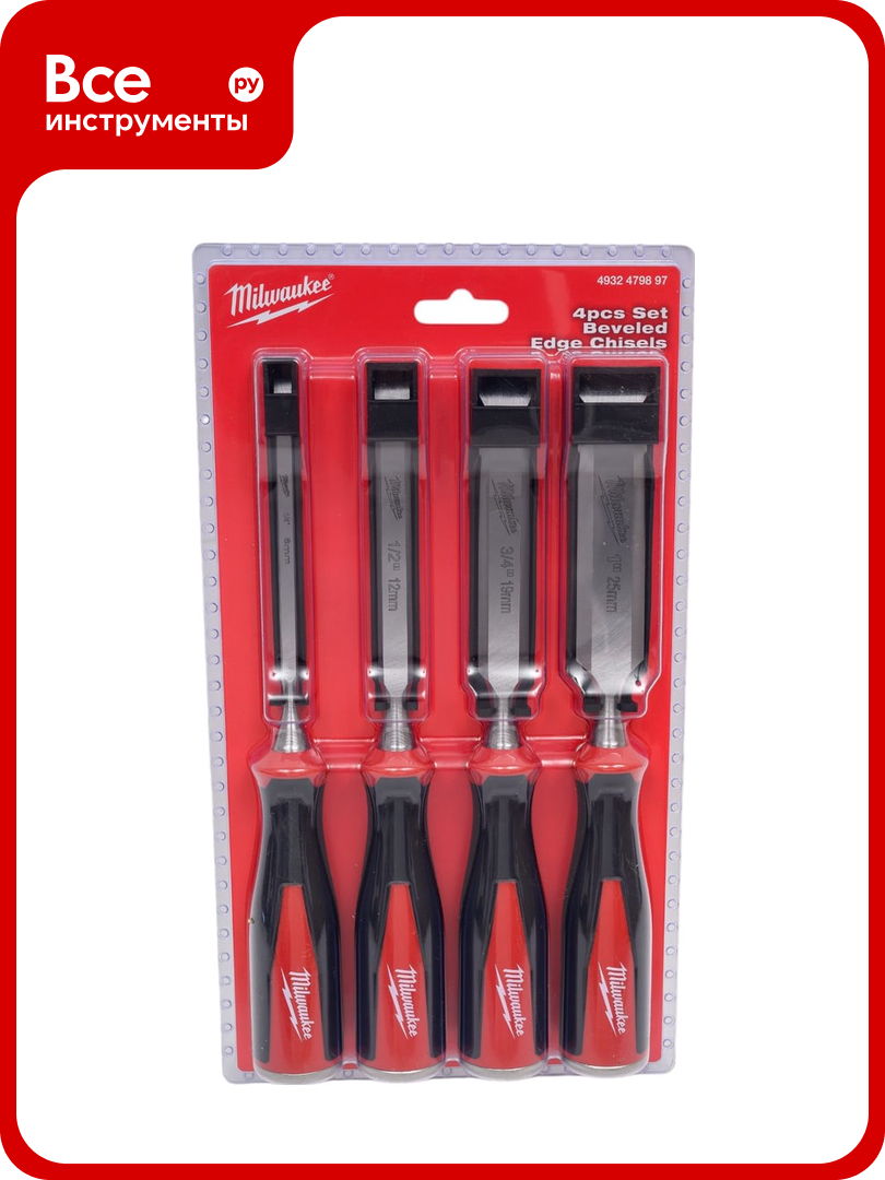 Набор плоских стамесок Milwaukee 4 ед. 4932479897