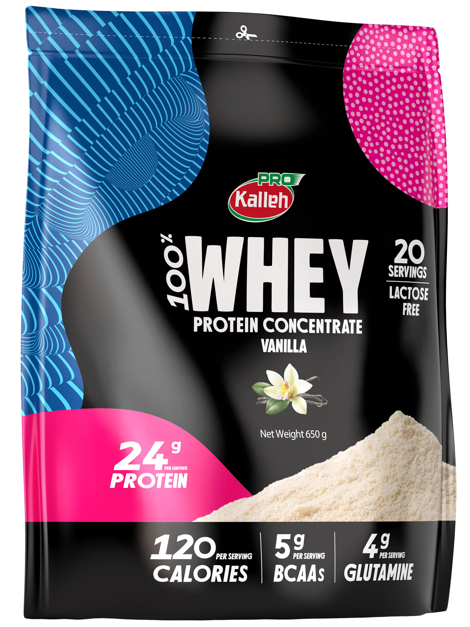 Концентрат сывороточного белка, протеин Kalleh PRO 100% Whey Protein Concentrate - 650 г, ваниль