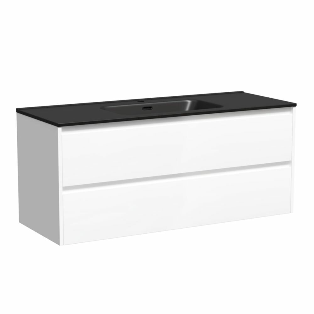 Тумба с раковиной Sancos Либра (Libra) LB120-1W, 119 см, белый глянцевый/черный матовый, CN7006MB