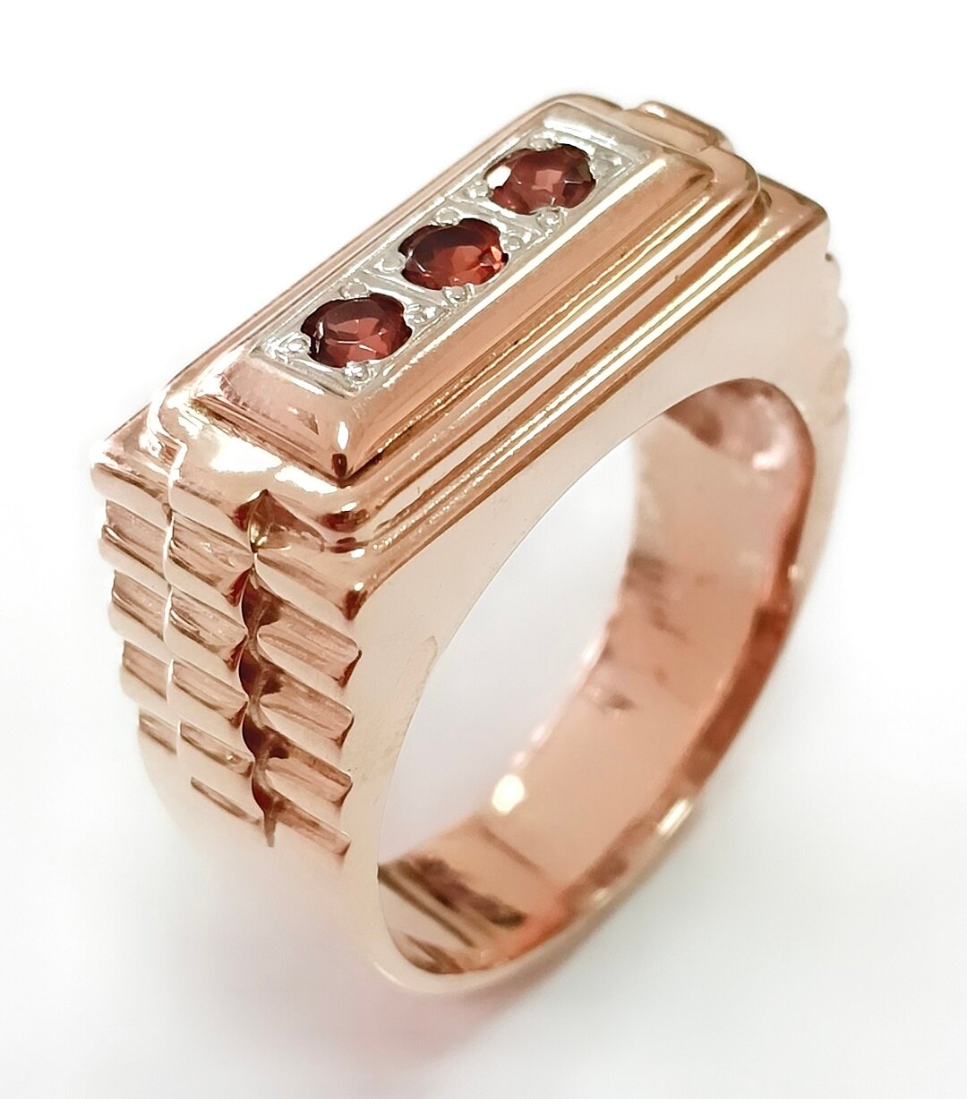 Печатка, серебро, 925 проба, золочение, гранат