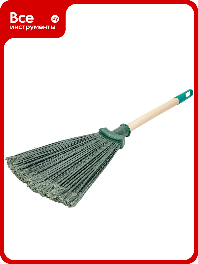 Веник LAIMA синтетический веерный 29х26 см, деревянный черенок 40 см, еврорезьба, EXPERT, 601830