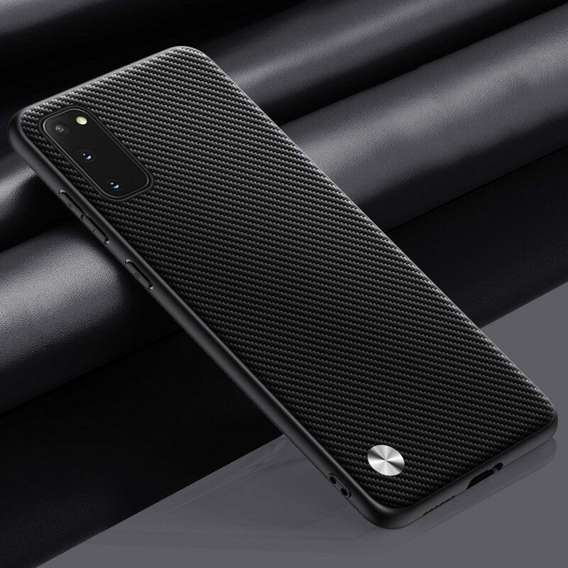 Чехол MyPads для Samsung Galaxy S20, чёрный матовый (Углеродное волокно)