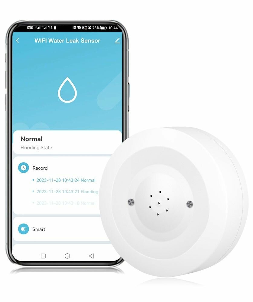 Датчик протечки воды CARCAM Tuya WIFI Water Leak Sensor with Alarm Sound 898DT
