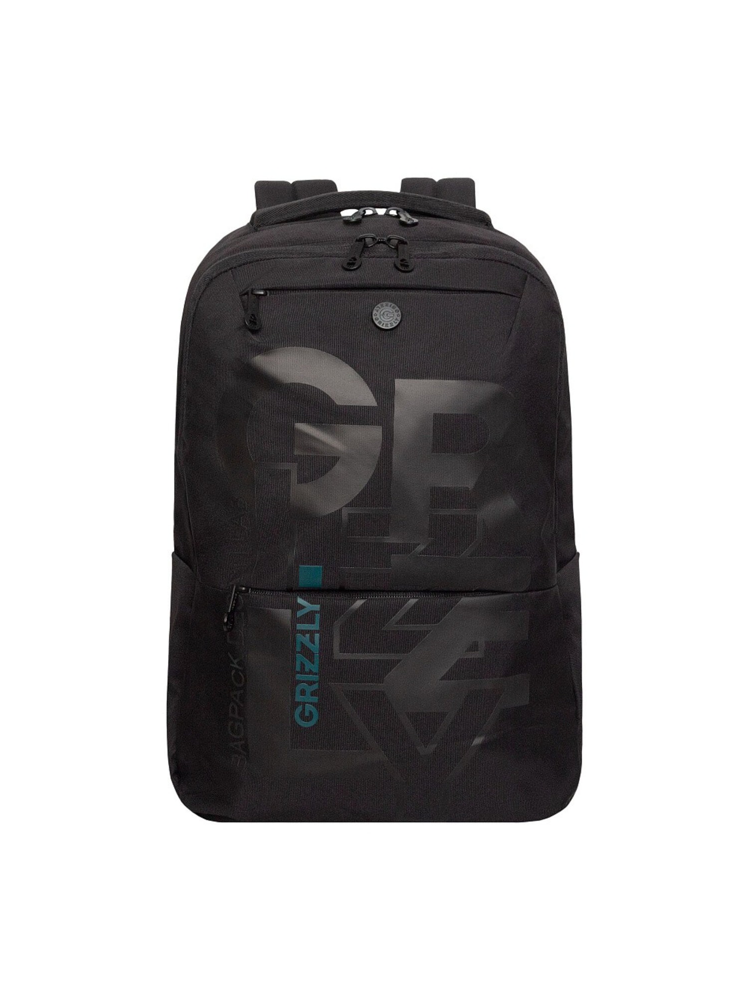 Рюкзак городской молодежный GRIZZLY, RU-537-3, черный - синий, 29х43х15