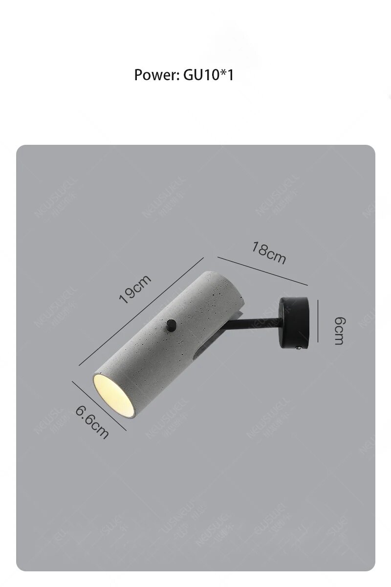 Цементный настенный светильник NoEnName_Null, 5W, 3000K warm light, Grey