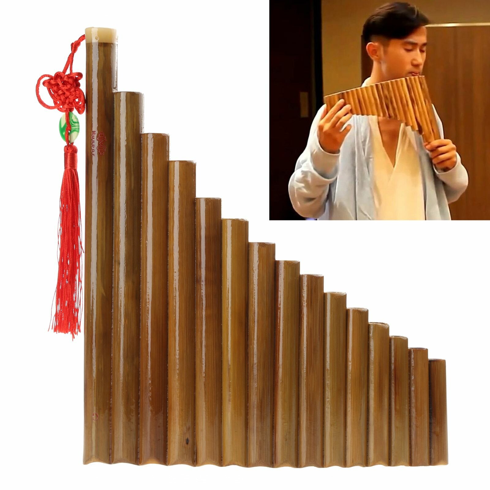 Пан Флейта 15 Натуральные бамбуковые трубы Китайский музыкальный инструмент