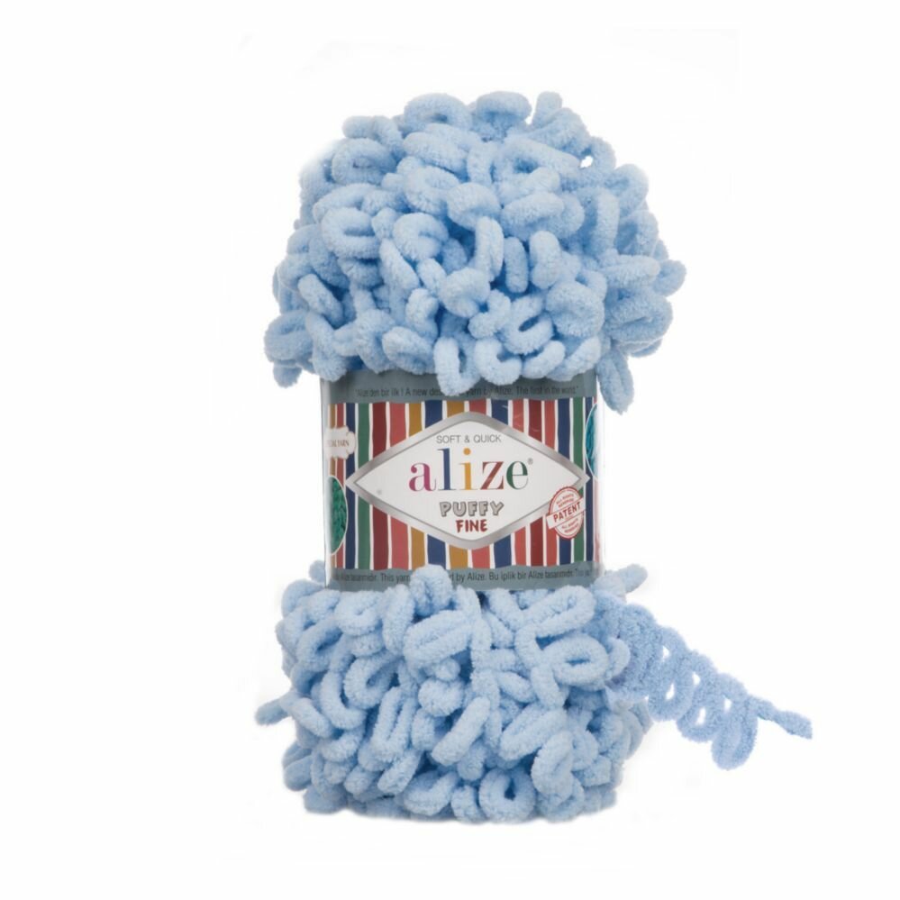 Пряжа для вязания Alize Puffy fine 218 детский голубой 100 гр/14.5 м 100% микрополиэстер