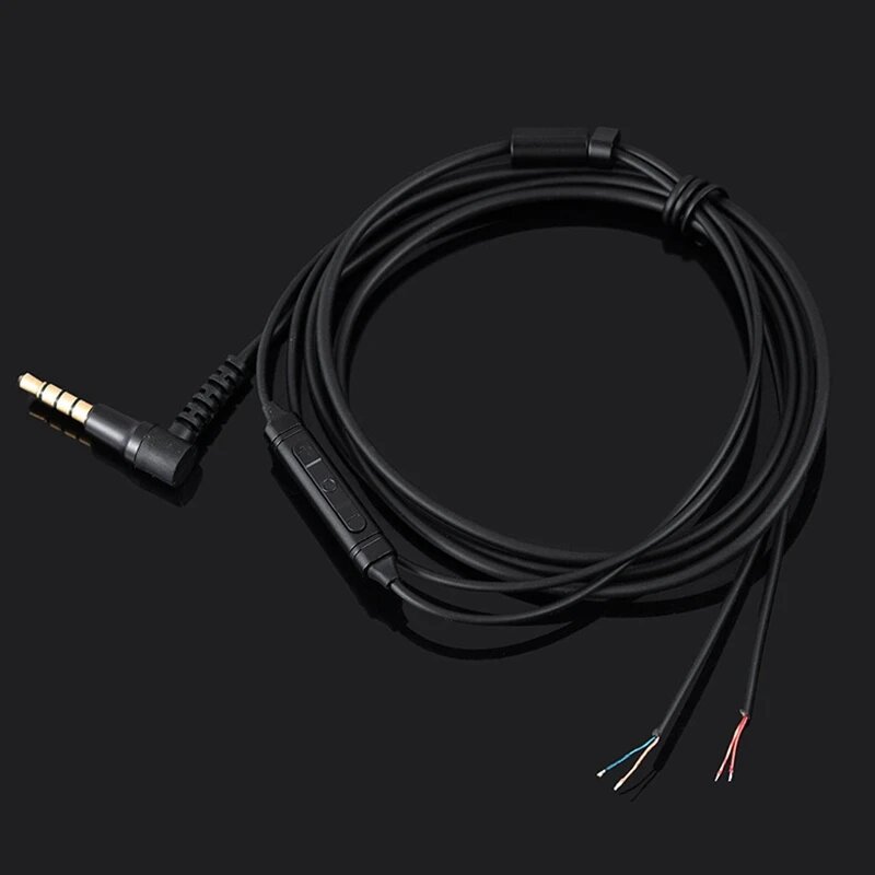 Кабель для ремонта наушников TPE, сменный провод для гарнитуры «сделай сам», с регулятором громкости микрофона, черный L, гибочный разъем 1,5 м