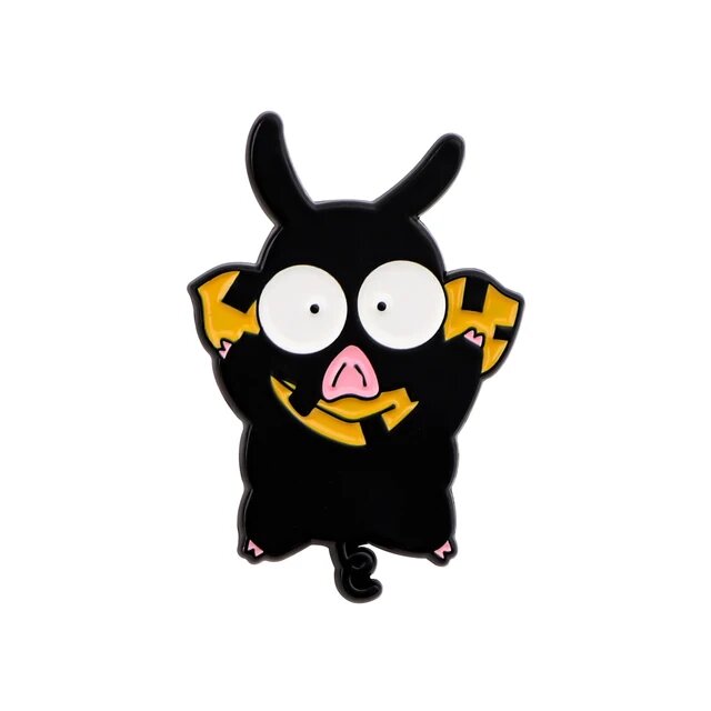 Забавная эмалированная булавка в стиле аниме «Черная свинья», броши в стиле манга для женщин и мужчин, булавки для лацканов, значки с животными, аксессуары для одежды, модные ювелирные изделия, подарки