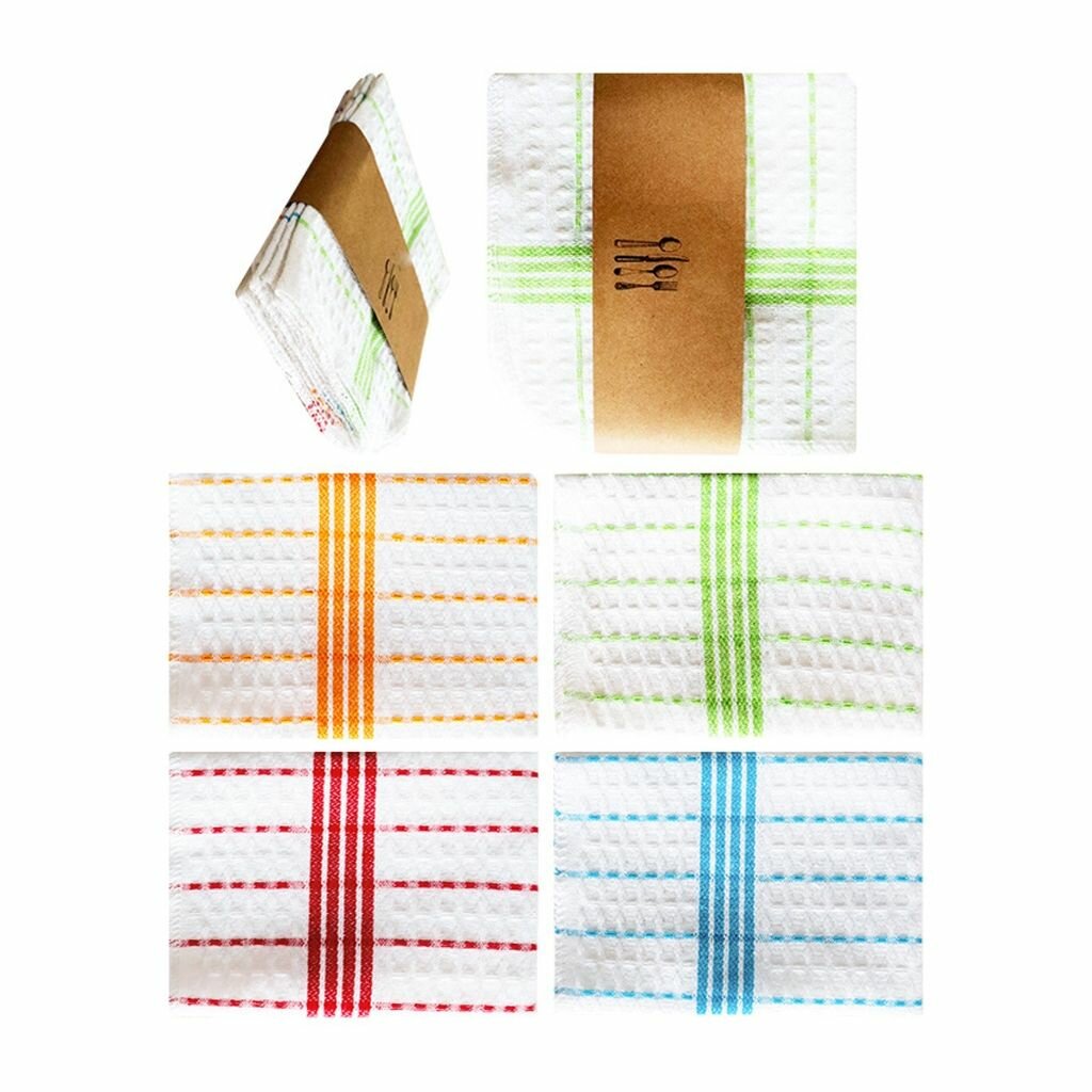 Многоразовые быстросохнущие хлопковые полотенца для посуды Прочные салфетки, Смешанные четыре цвета