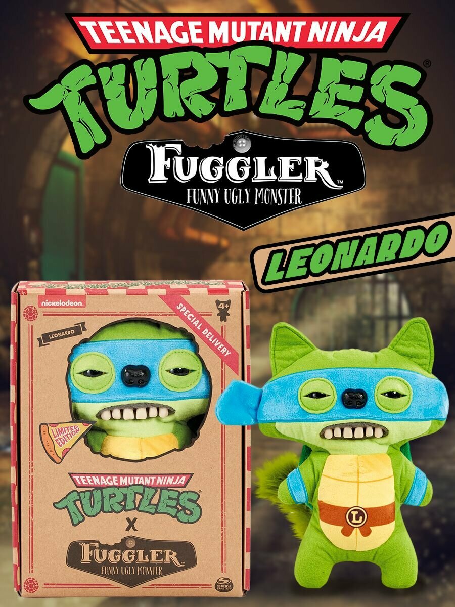 Подростки мутанты ниндзя черепашки Spin Master Fuggler TMNT Leonardo / Модная Плюшевая Зубастая Кукла-монстр