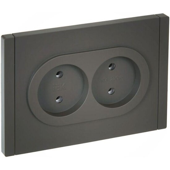 Розетка Iek 2-м СП FORTE&PIANO FP326 10А без заземл. без защ. шторок безвинт. крепл. сер, FP-R20-10-1-K03