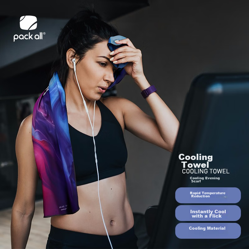 Pack All Fitness Running Yoga Sweat-Absorbing Quick-Drying Towel, Fashionable Sports Cooling Sweat-Wiping Cold Sensation Towel, 100*30cm
