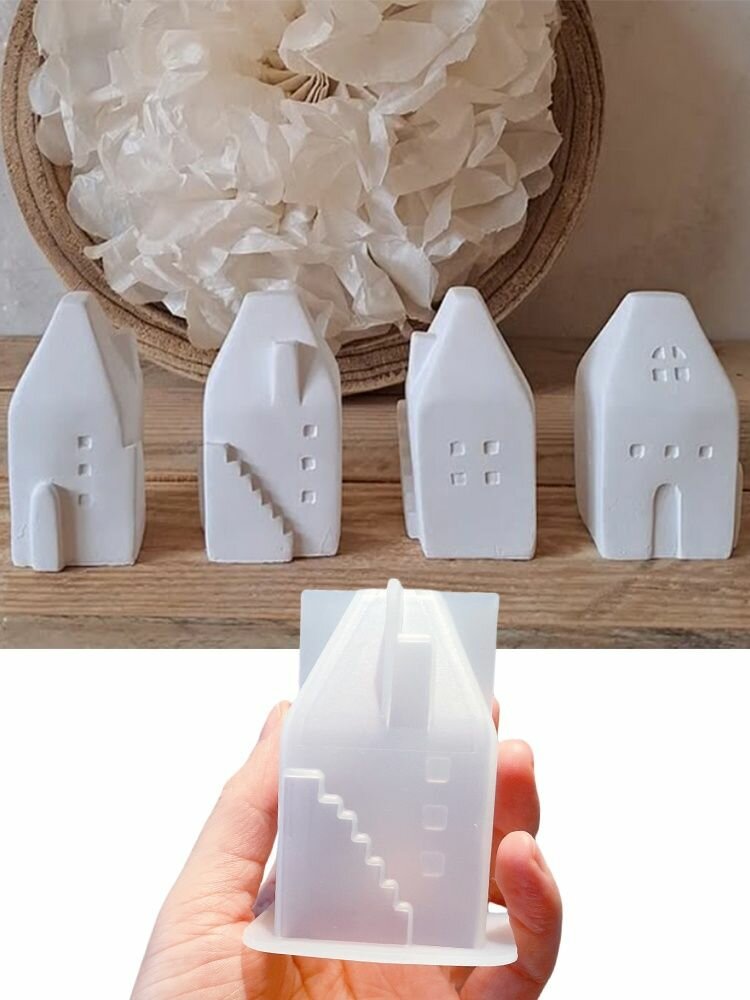 Силиконовая форма мини дом сканди для декора свечей мыла